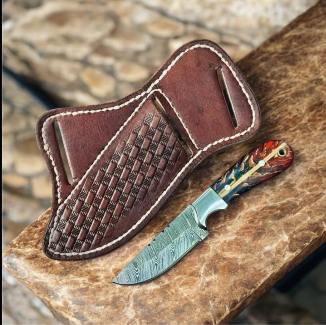 Western Handcrafted Fixed Blade Knife – Damascus Steel Outdoor Compani ...